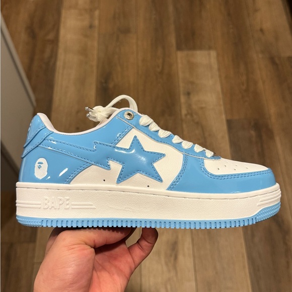 Bape | Shoes | Bapesta Lows Patent Leather Blue 222 Mens Size 75 | Poshmark